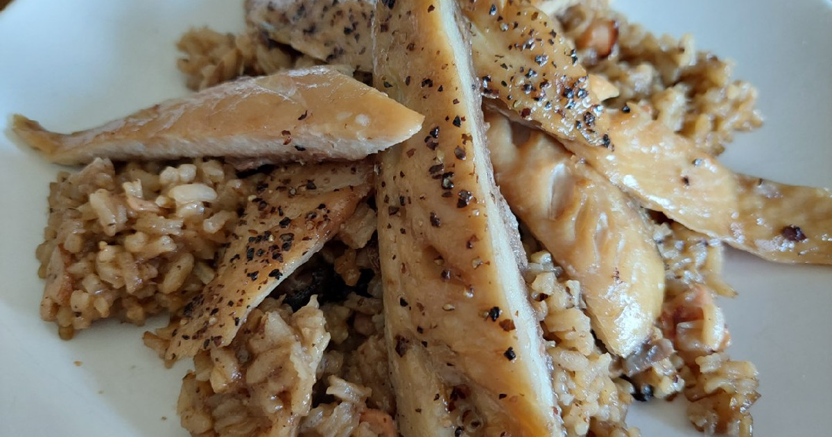 Sig's Mushroom Risotto With Smoked Peppered Mackerel Recipe by Sigrun ...