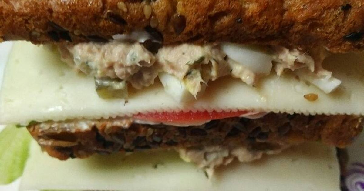 Triple Stacked Egg And Tuna Sandwiches Recipe by skunkmonkey101