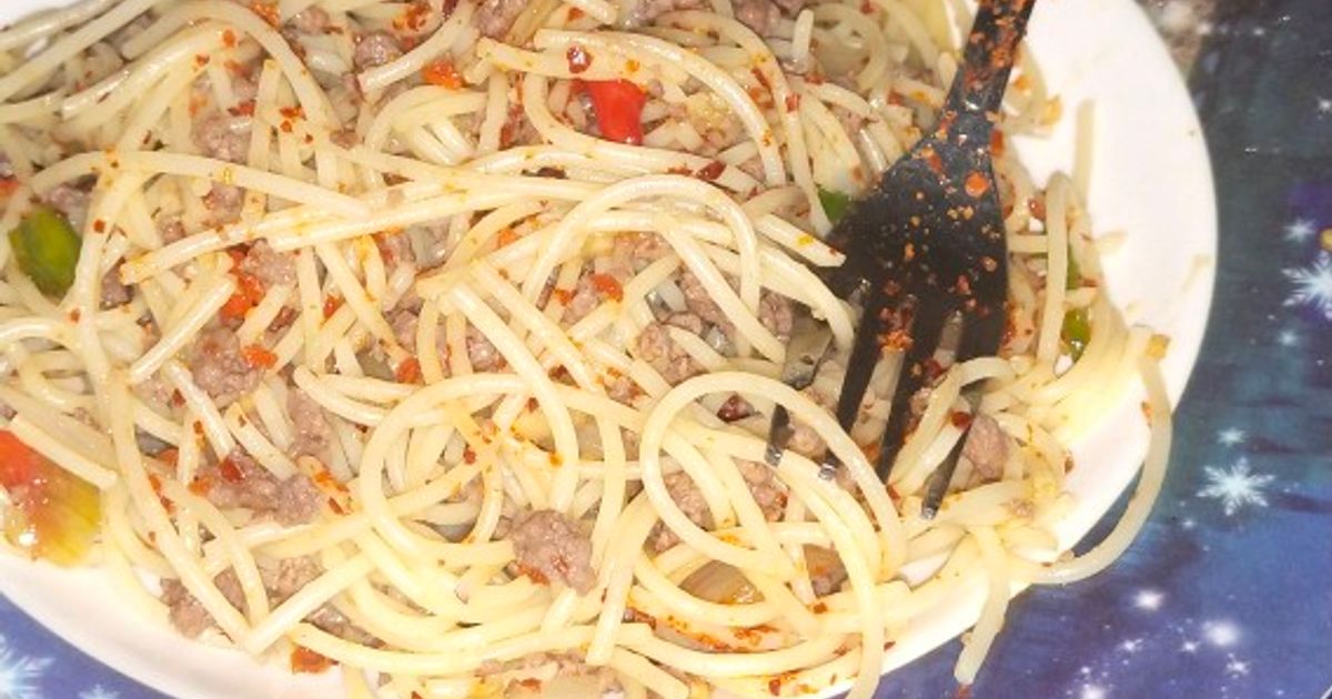 Resep Spaghetti Daging Tumis oleh Dini Haqiqi Putri - Cookpad