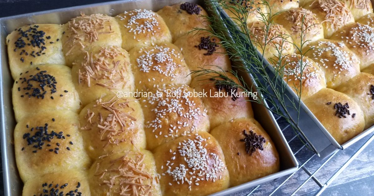 Resep Roti Sobek Labu Kuning (Eggless, Tanpa Ulen) oleh Bunda Ei - Cookpad