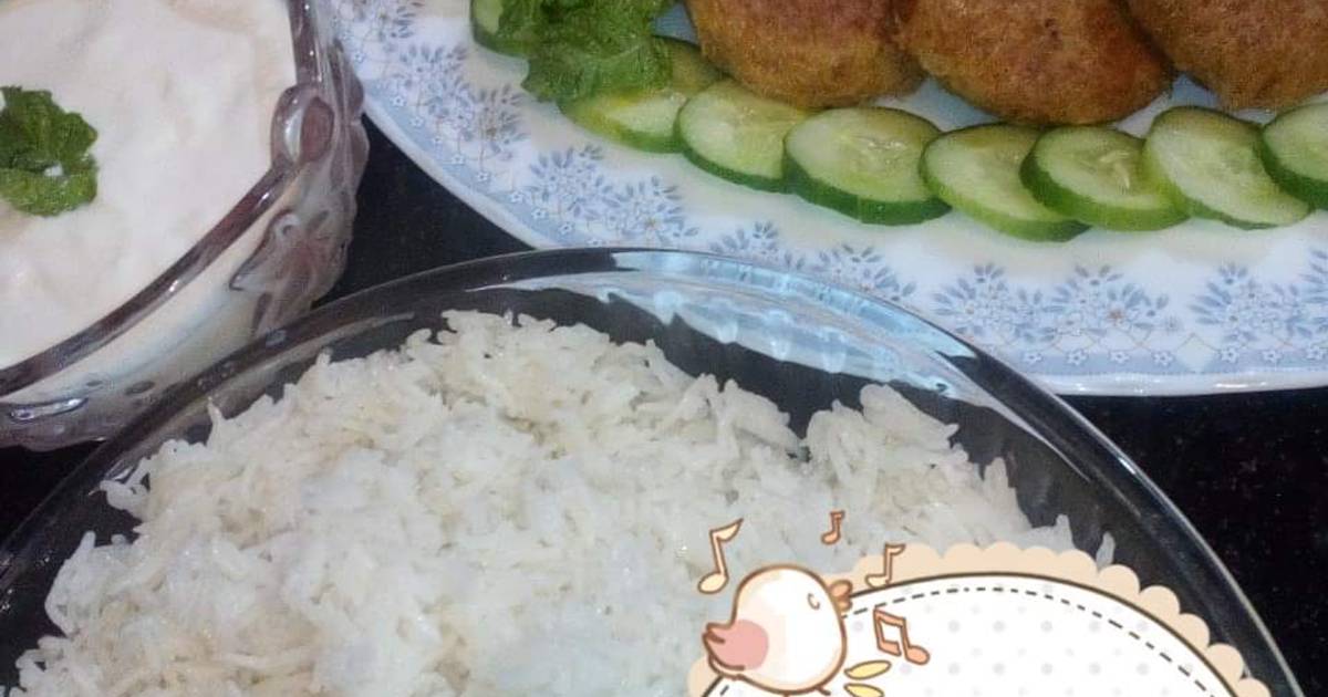 Shami kabab with simple White Rice Recipe by Komal Ali - Cookpad