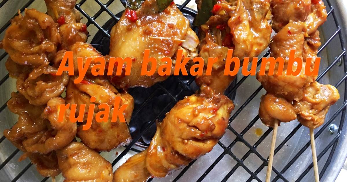 Resep Ayam & sate kulit ayam bakar bumbu rujak. (Dijaminendess👍😋) oleh ...
