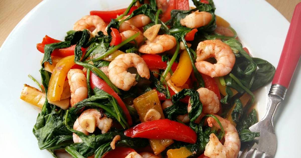 Garlic Prawn Stir-Fry with Spinach & Peppers, GF DF EF SF NF Recipe by ...