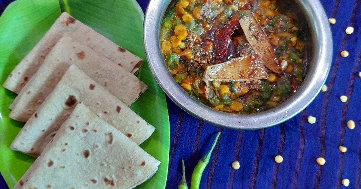 Dhaba Style Chana Dal Palak Recipe By Harsha Solanki