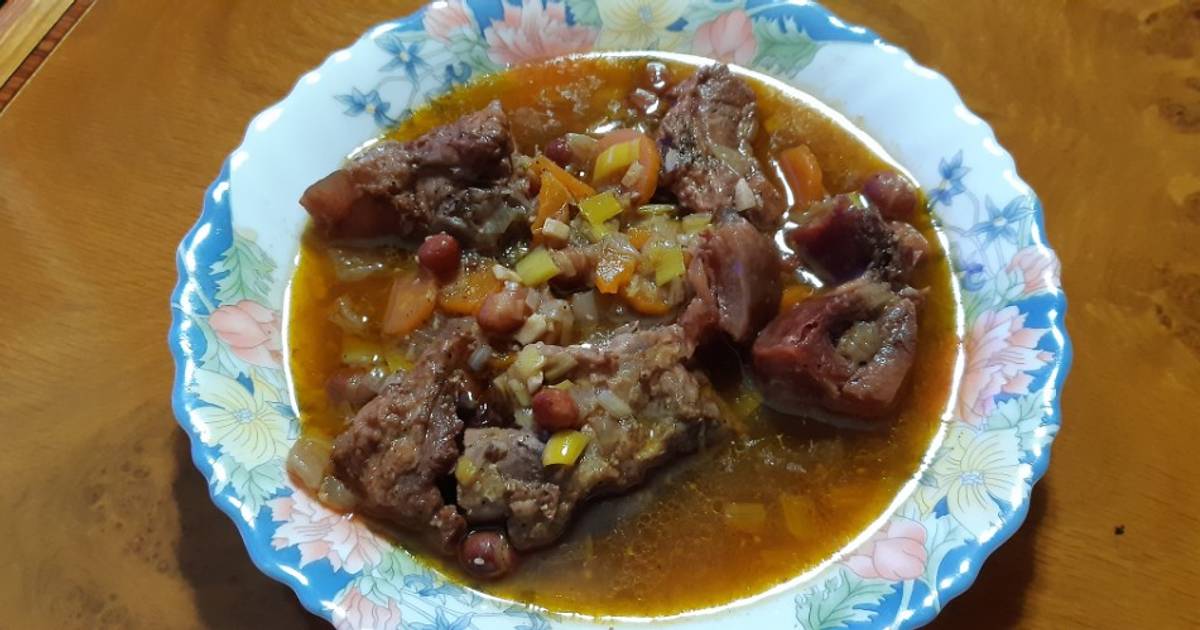 Alubias de Tolosa con costillas y punta de jamón Receta de Luz- Cookpad