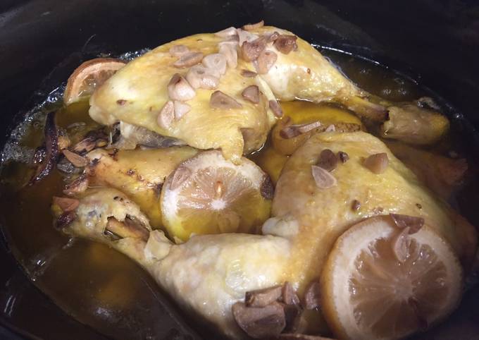 Pollo en salsa de ajo, limón y vino en Crock pot Receta de Monica ...