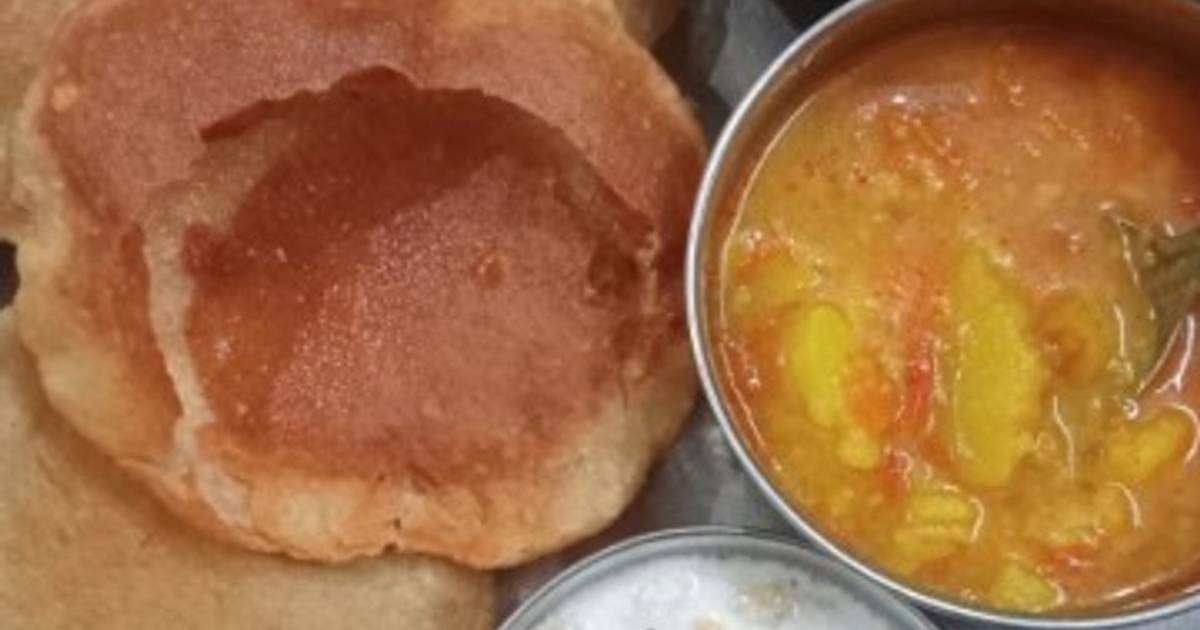 Puri with sabji and raita Recipe by bhavna solanki - Cookpad