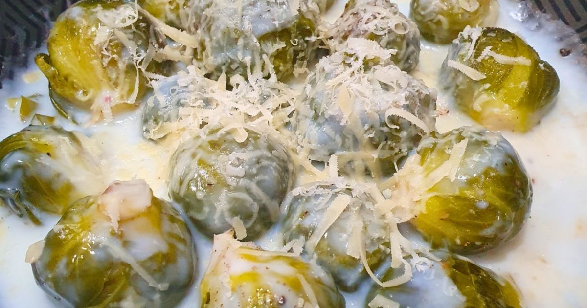 🧀🟢Repollitos De Bruselas Con Salsa Blanca Y Provolone 🍽 Receta de ...