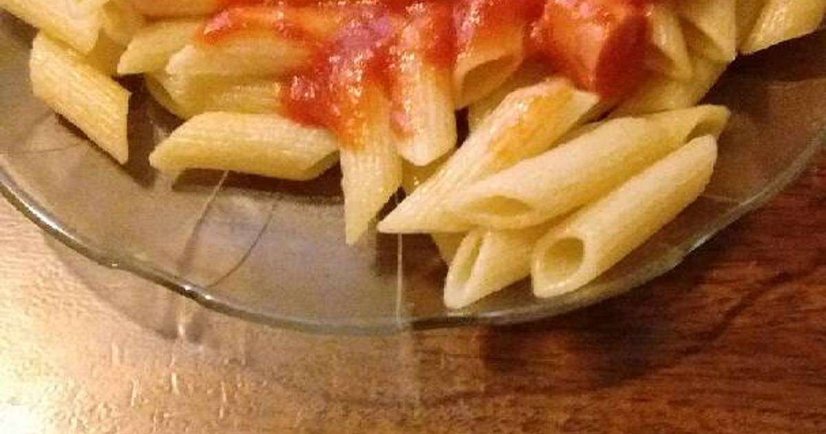 Fideos mostacholes con salsa roja Receta de Alee cisaro- Cookpad