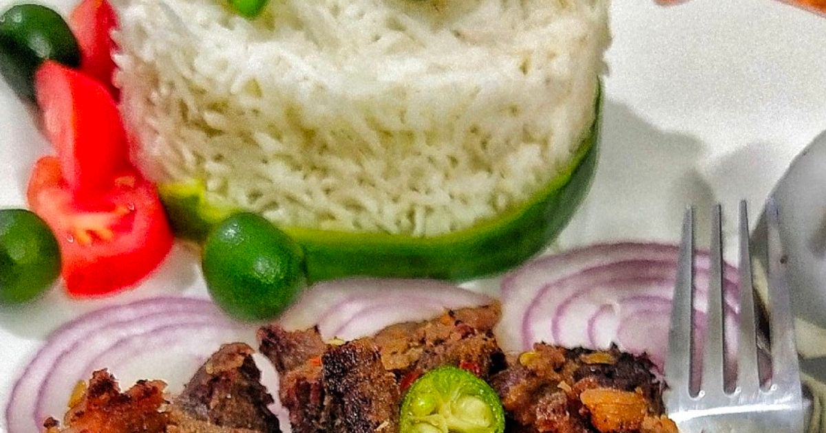 Fried Meet With Rice Recipe by Shazia Mudassir - Cookpad