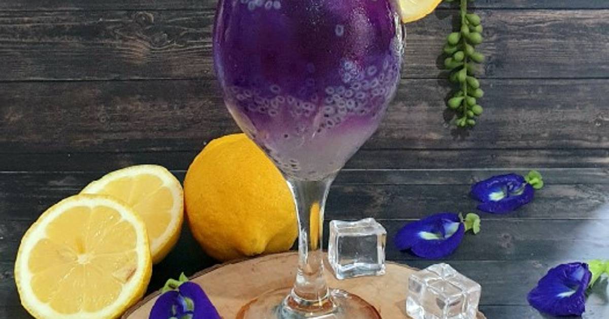 Resep 207. ES BU TEMON (=BUNGA TELANG dan LEMON) oleh Ibu Endah - Cookpad