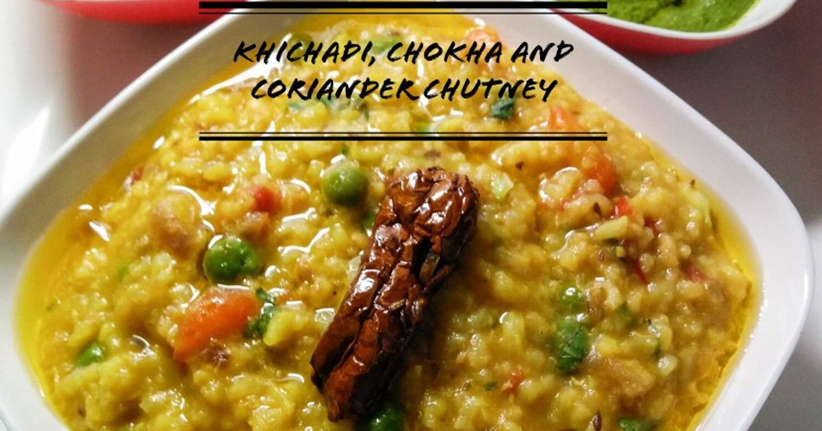 Khichari, Aaloo Ka Chokha Aur Dhaniya Ki Chutney Recipe By Abhineeta Singh
