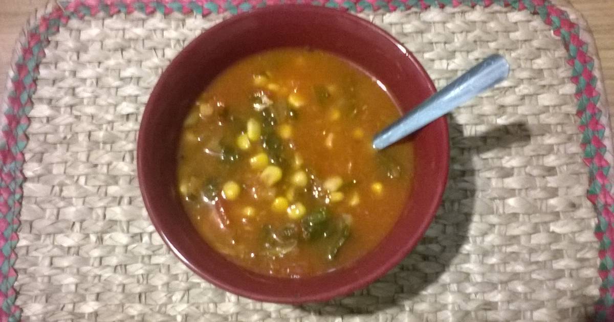 Sopa horneada de acelga con tomate y granos de elote(MáquinaPan) Receta ...