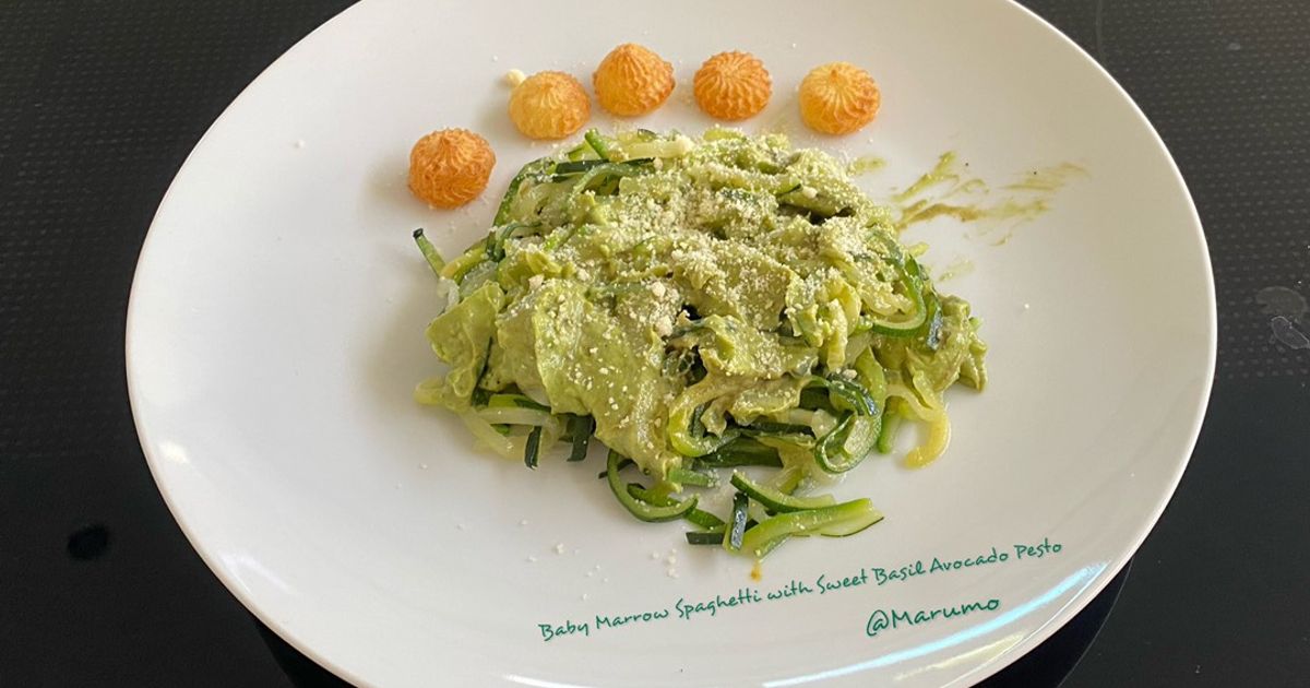 Baby Marrow Spaghetti With Sweet Basil Avocado Pesto Recipe by ...