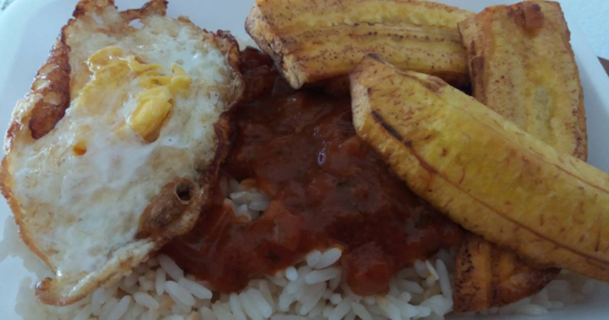 Arroz a la cubana con plátano frito - 86 recetas caseras- Cookpad