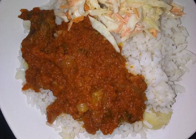 White rice with stew Recipe by Phariey's Kitchen - Cookpad