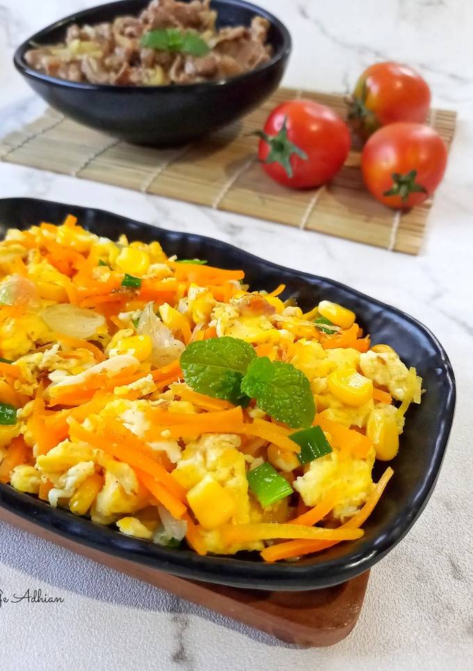 Resep Orak Arik Telur Wortel Jagung oleh Ge Adhian - Cookpad