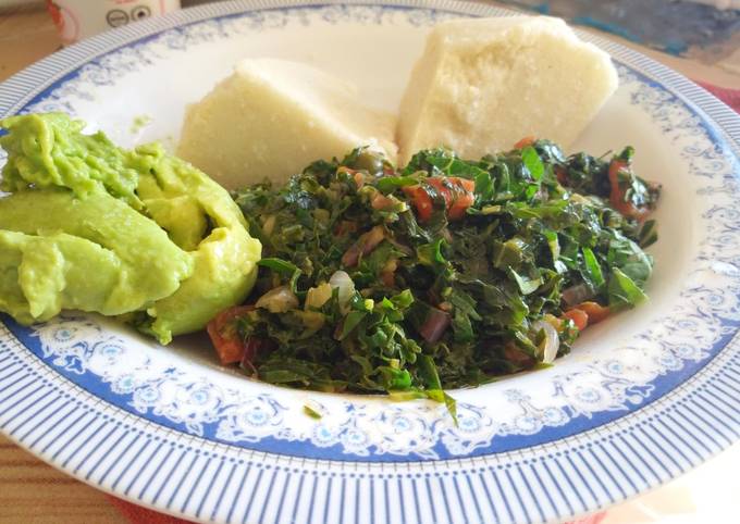Ugali, Greens, Avocado Combo Recipe by Pure - Cookpad