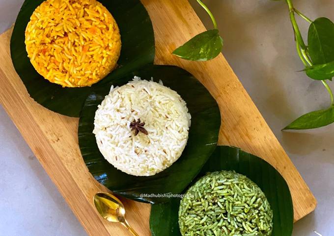 Tricolour Rice Recipe by Madhumita Bishnu - Cookpad