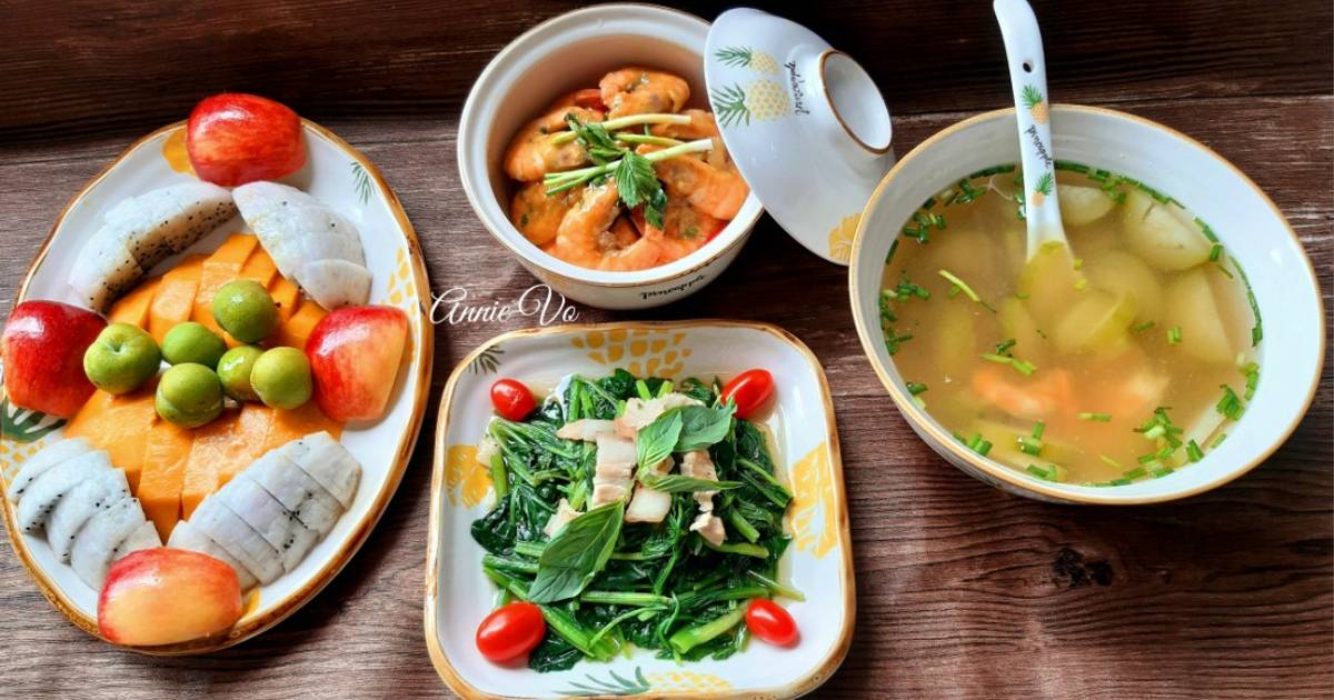 Cách Làm Món Bữa cơm nhiều rau củ và trái cây của Annie Vo - Cookpad