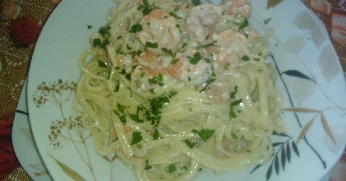 Linguini Con Crema Y Camarones Receta de Lucy Rueda- Cookpad