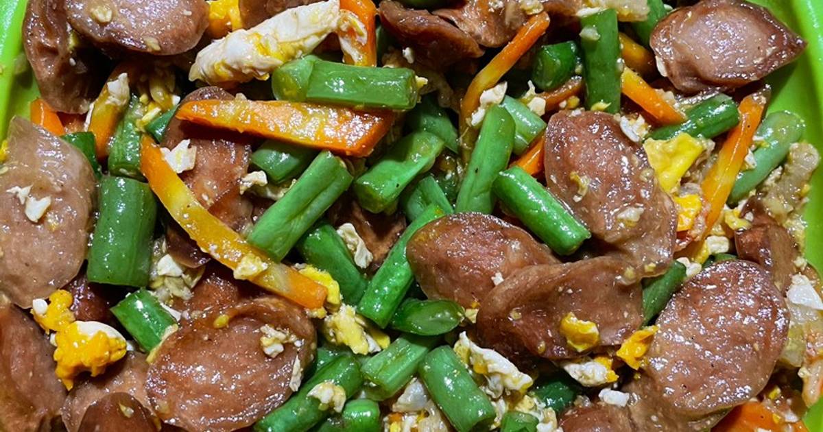 Resep Orak arik buncis wortel telur sosis oleh Leona Koe - Cookpad