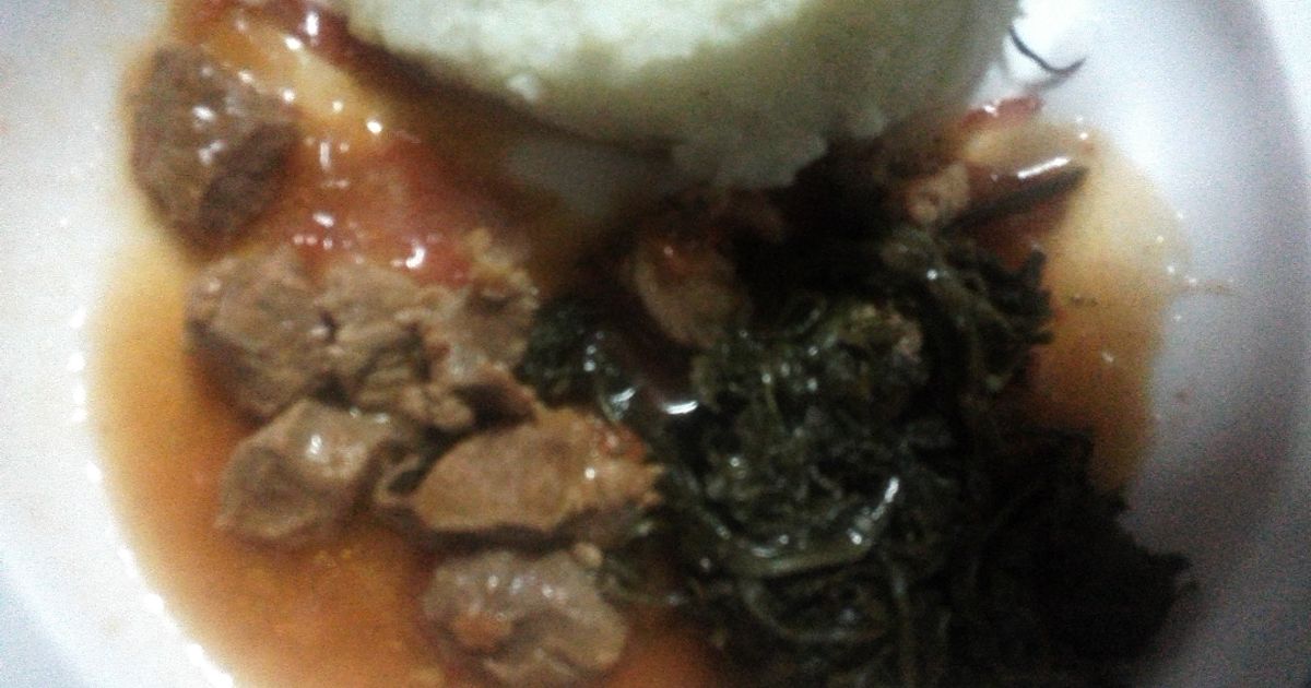 Stewed Beef With Boiled Managu Recipe by Ridweys - Cookpad
