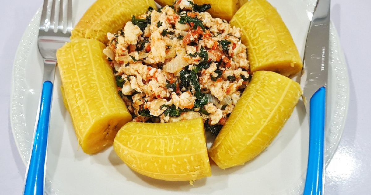 Boiled Plantain With Vegetable Eggs Sauce 😋 Recipe by Da-Princess ...