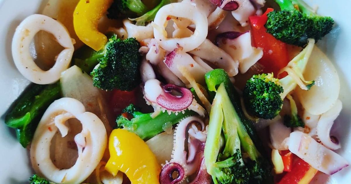 Stir Fried Squid With Bell Peppers And Broccoli 🥦 Recipe By Arany Green