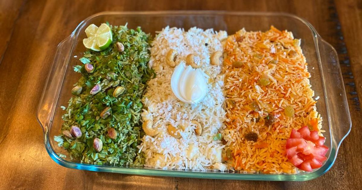 Tiranga Pulao (Tri Color Rice) Recipe by Surekha Dongargaonkar