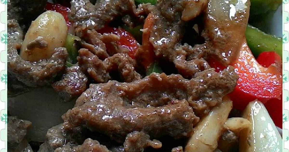 Resep Oseng2 daging sapi duo paprika oleh mamake - Cookpad