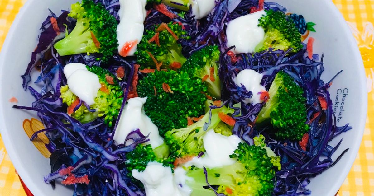 Ensalada Con Repollo Morado, Brócoli, Zanahoria, Queso Crema !Limón ...