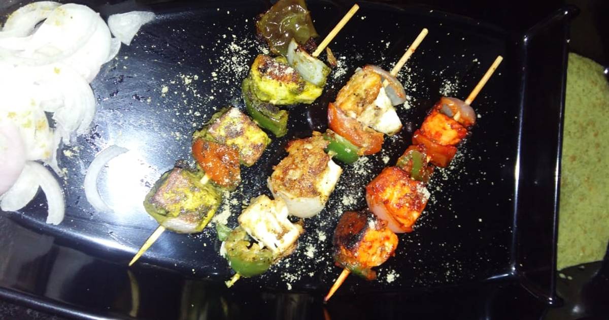 Tri colour paneer tikka Recipe by Gurpreet Kaur - Cookpad