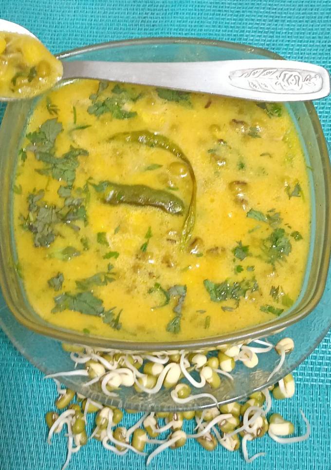Dahiwale Khatta Moong Curry. (Gujarati khatta Moong) Recipe by Bina ...