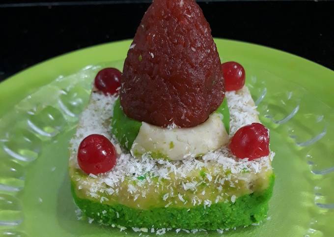 TriColor cashew and coconut sweet Recipe by Sonia Kriplani,,, - Cookpad