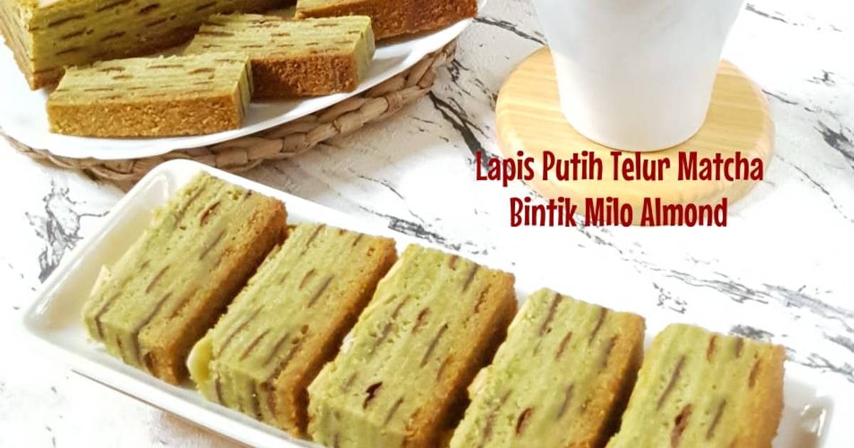 Resep Lapis Putih Telur Matcha Bintik Milo Almond oleh Rossy Anna ...