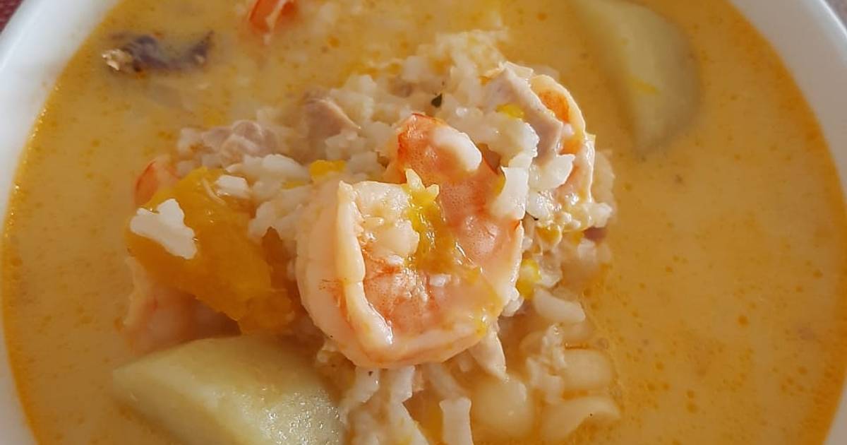Chupe de pescado y langostinos Receta de Cristina Vargas- Cookpad
