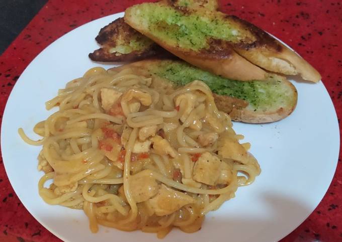 Spaghetti con pollo Receta de Yul Samir Caicedo- Cookpad