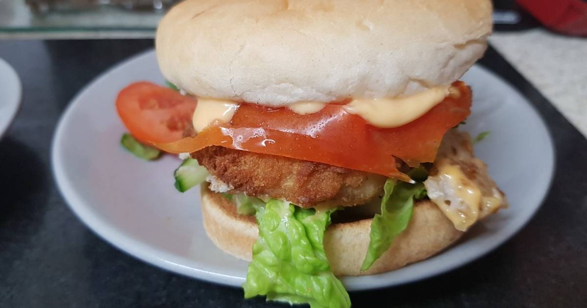 My lovely Cod in batter burger bun with tangy seafood sauce 😘 Recipe by ...