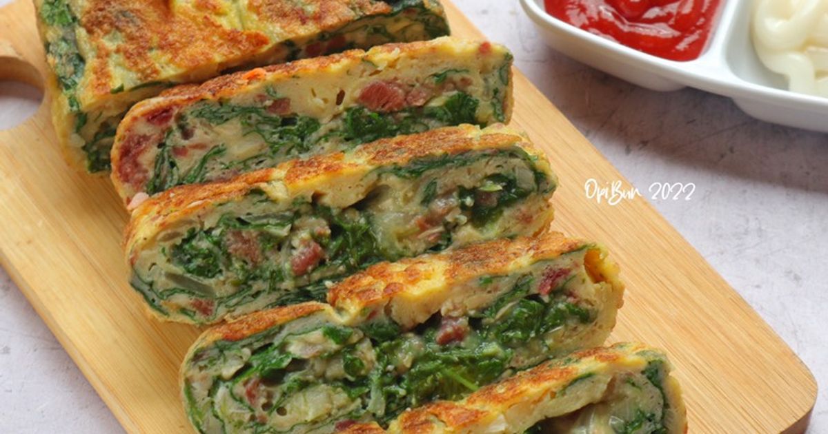 Resep omelet bayam daging rumahan enak dan mudah - Cookpad