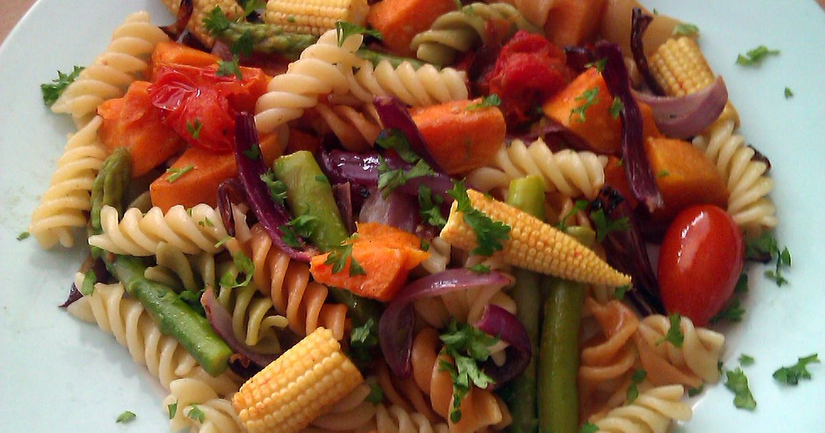 Vickys Roasted Vegetable Pasta, Gf Df Ef Sf Nf Recipe by Vicky@Jacks ...