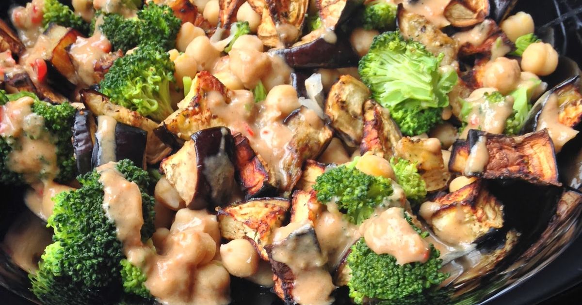 Eggplant, Broccoli & Chickpea Salad Recipe by Beula Pandian Thomas ...