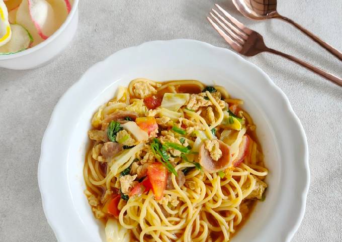 Resep Spaghetti Kuah Tek Tek oleh Erni0787 - Cookpad