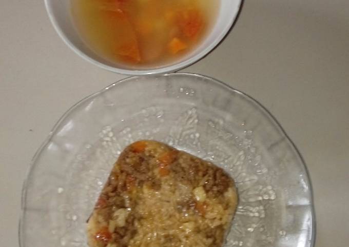 Resep Nasi tim daging sapi + sop sosis makaroni oleh Andina Meryani ...