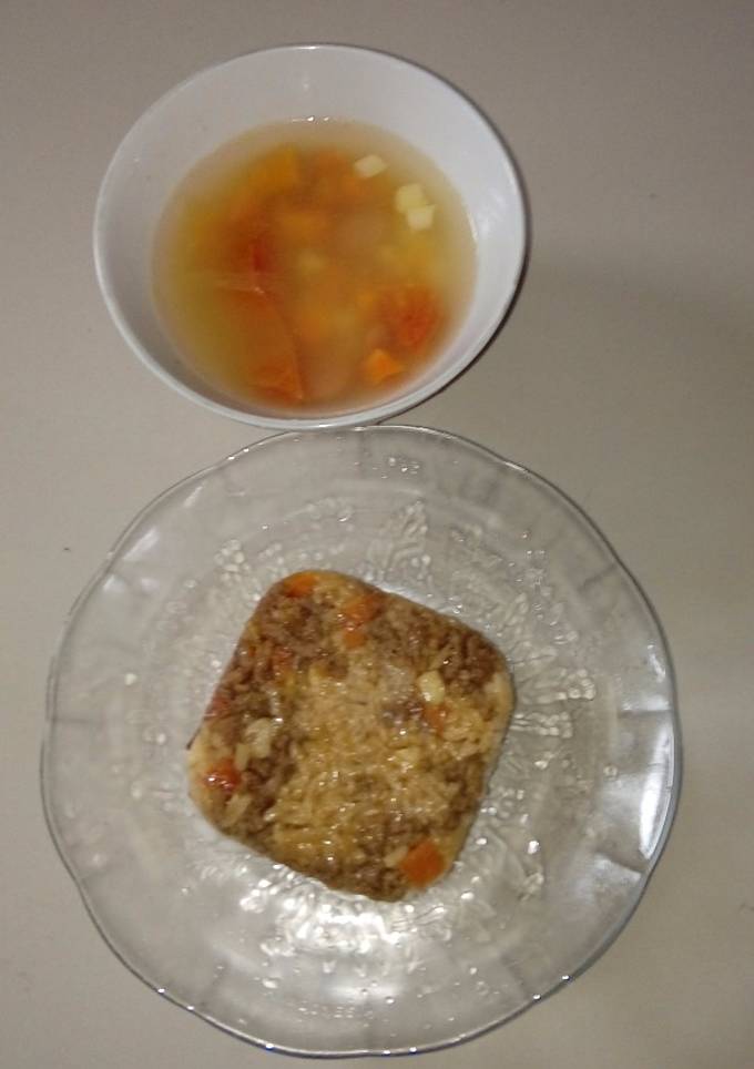 Resep Nasi tim daging sapi + sop sosis makaroni oleh Andina Meryani ...