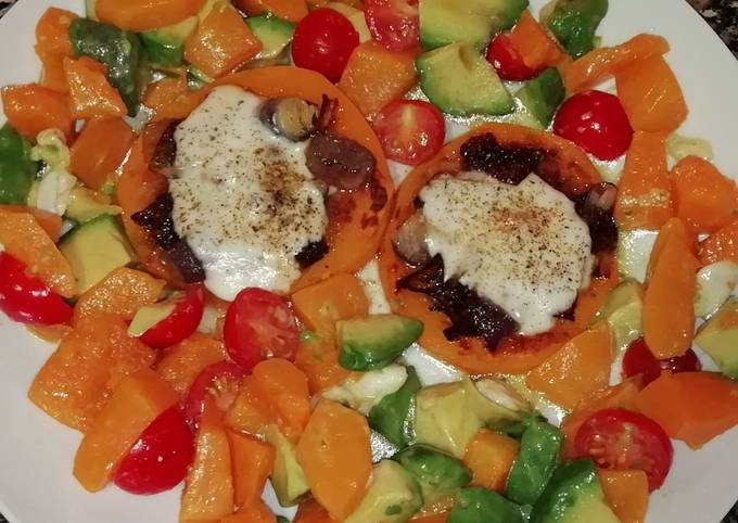 Calabaza con cebolla morada, mozzarella y guarnición Receta de Myriam ...