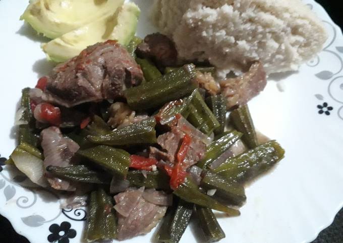 Okra mixed with meat Recipe by Reggie Otieno - Cookpad