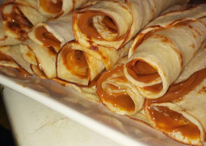 Panqueques con manjar!! Receta de Maria Ignacia- Cookpad