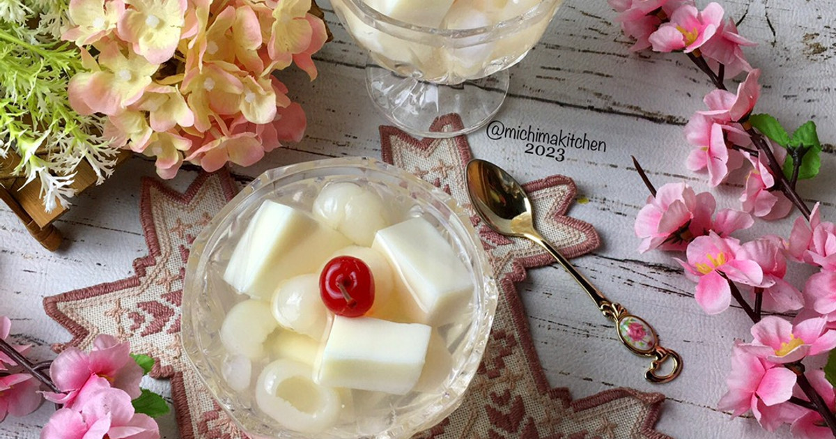 Resep Almond Pudding With Longan In Syrup oleh TriLim - Cookpad