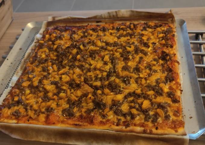 Pizza poivrons viande hachée de Juju - Cookpad